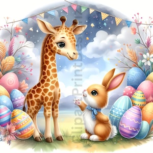 Cute Easter Giraffes Clipart, Funny Watercolor Animal Images, High ...