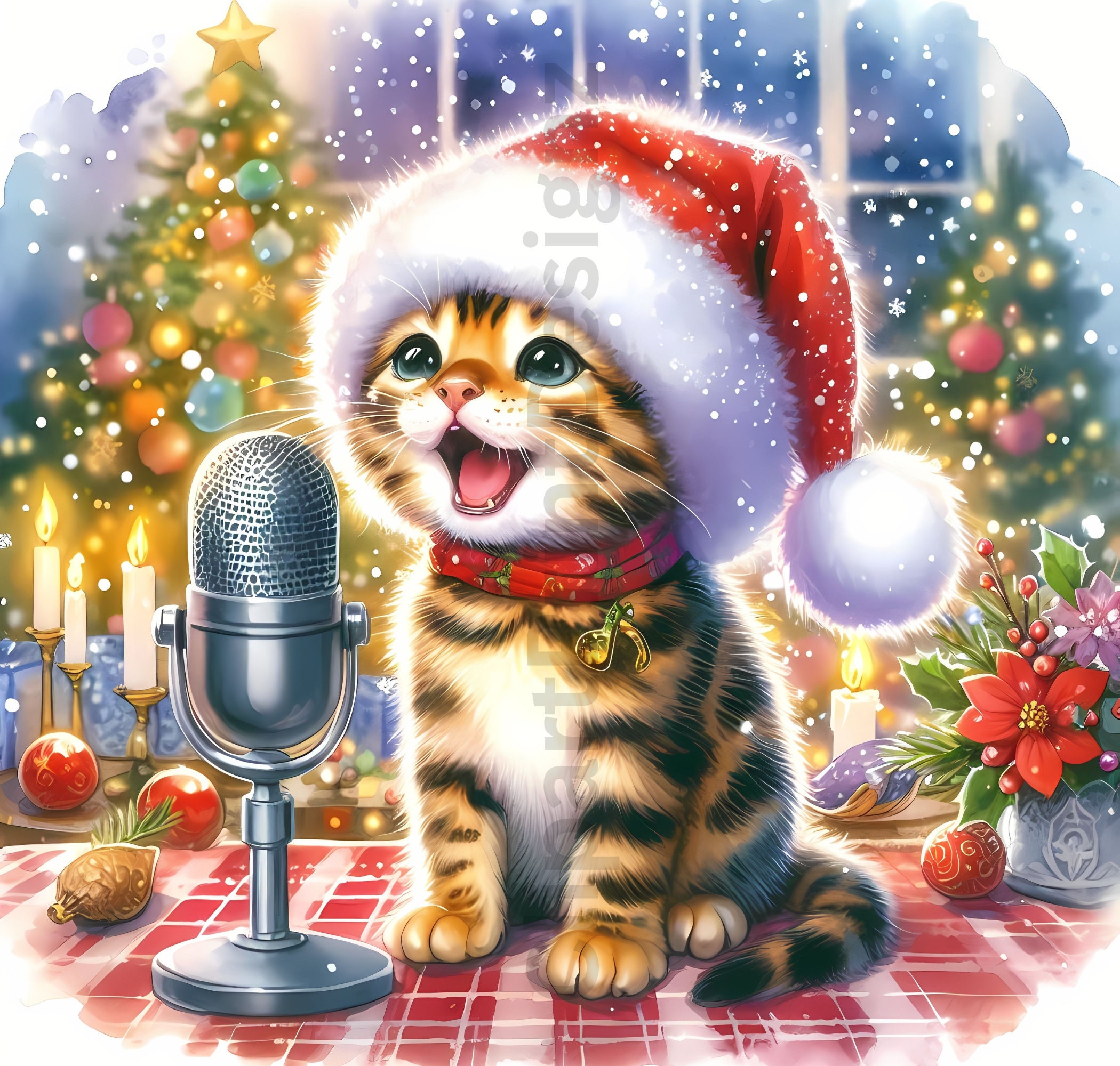 Cute Christmas Cat Breeds Clipart Bundle, Xmas Cat Breed Clip Art ...