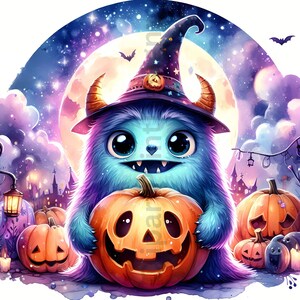 Cute Halloween Monsters Clipart Bundle, Watercolor Monsters Clip Art ...