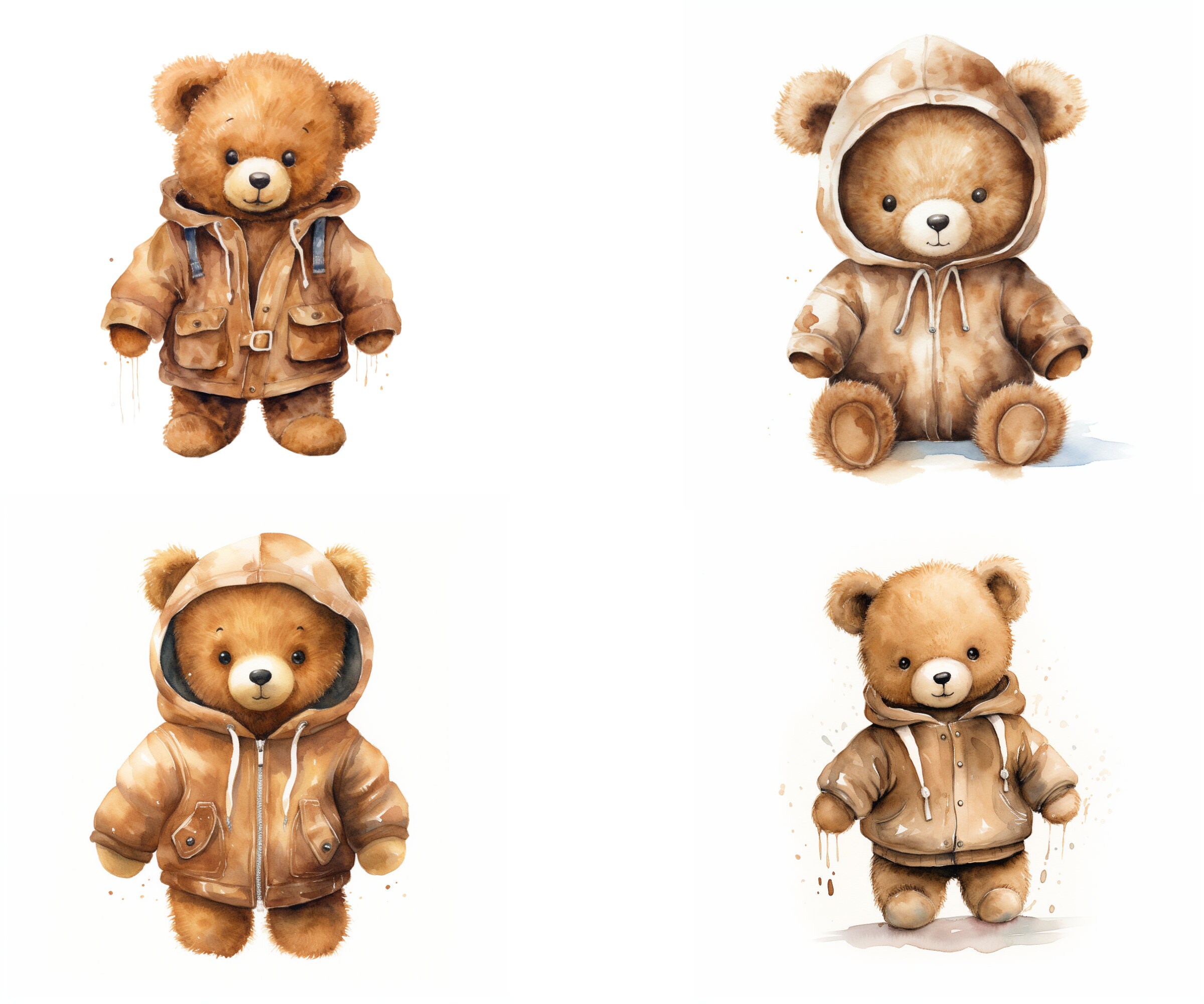 20 Brown Watercolour Teddy Bear Clipart, Pngs/jpgs/svgs, Bundle for ...