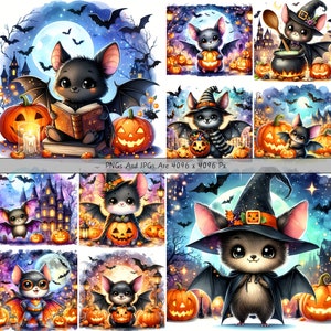 Cute Halloween Bats Clipart Bundle, Watercolor Bat Clip Art Images ...