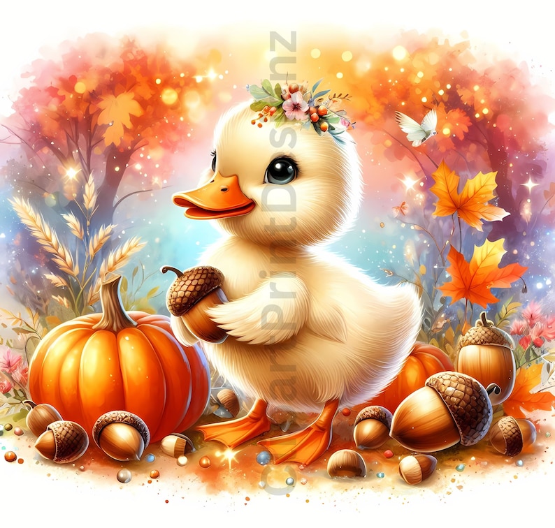 Cute Fall Ducks Clipart Bundle, Watercolor Duck Clip Art Images, High ...
