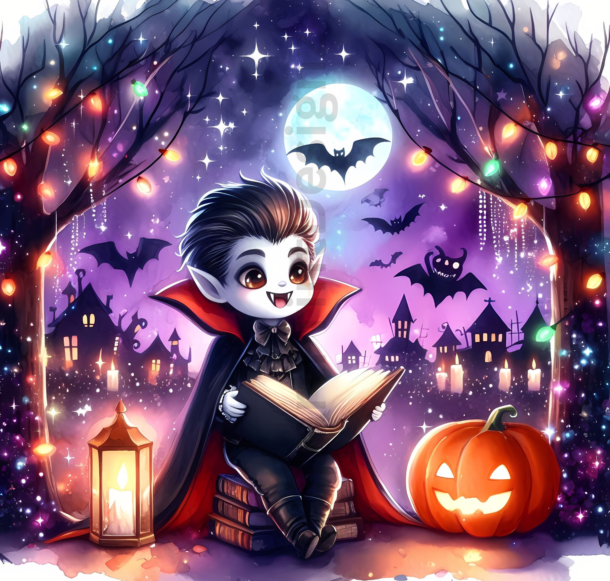 Cute Halloween Vampires Clipart Bundle, Watercolor Vampire Clip Art ...