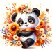 Cute Fall Pandas Clipart Bundle, Watercolor Panda Clip Art Images, High ...