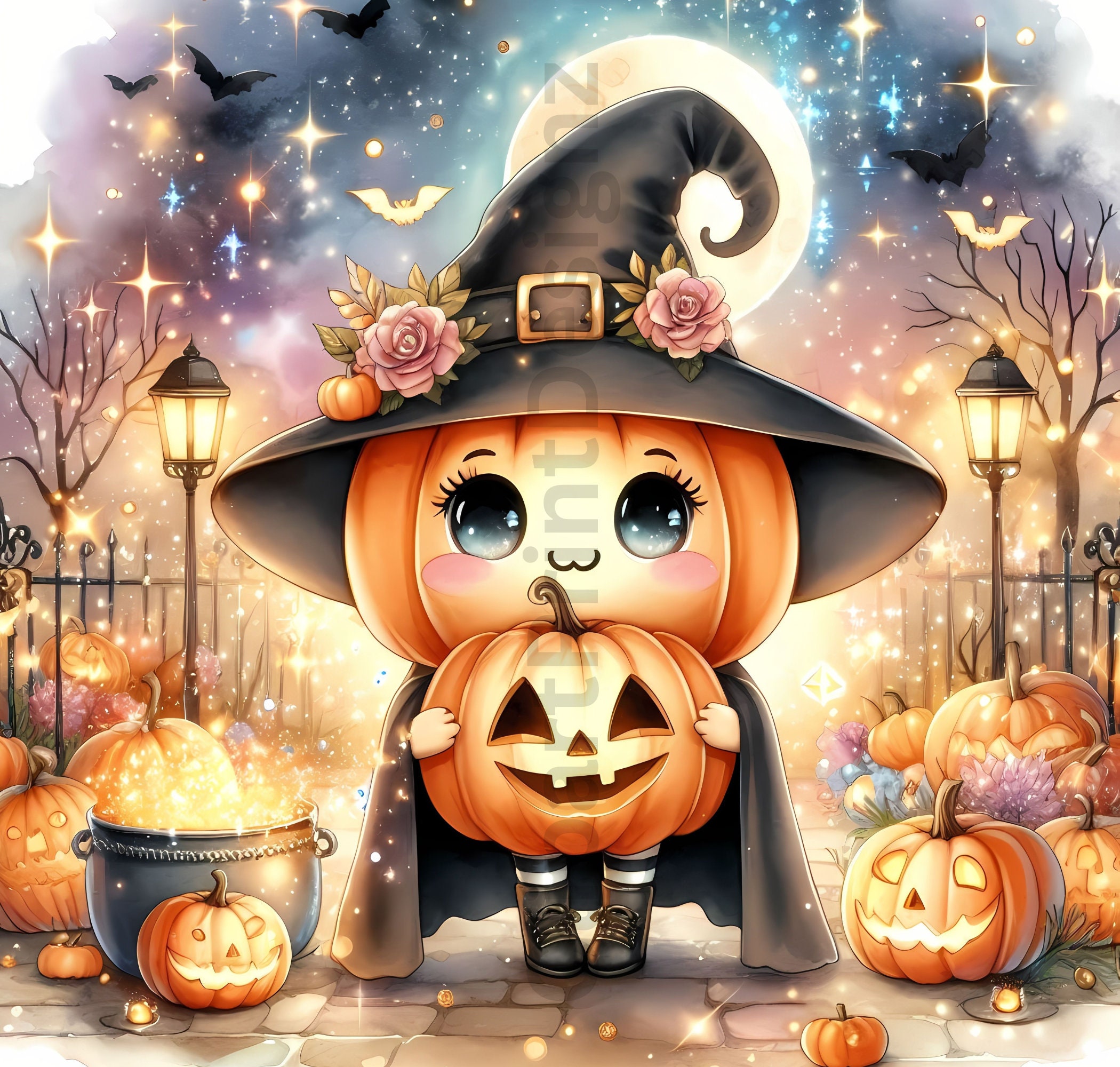 Cute Halloween Pumpkins Clipart Bundle, Watercolor Pumpkin Clip Art ...