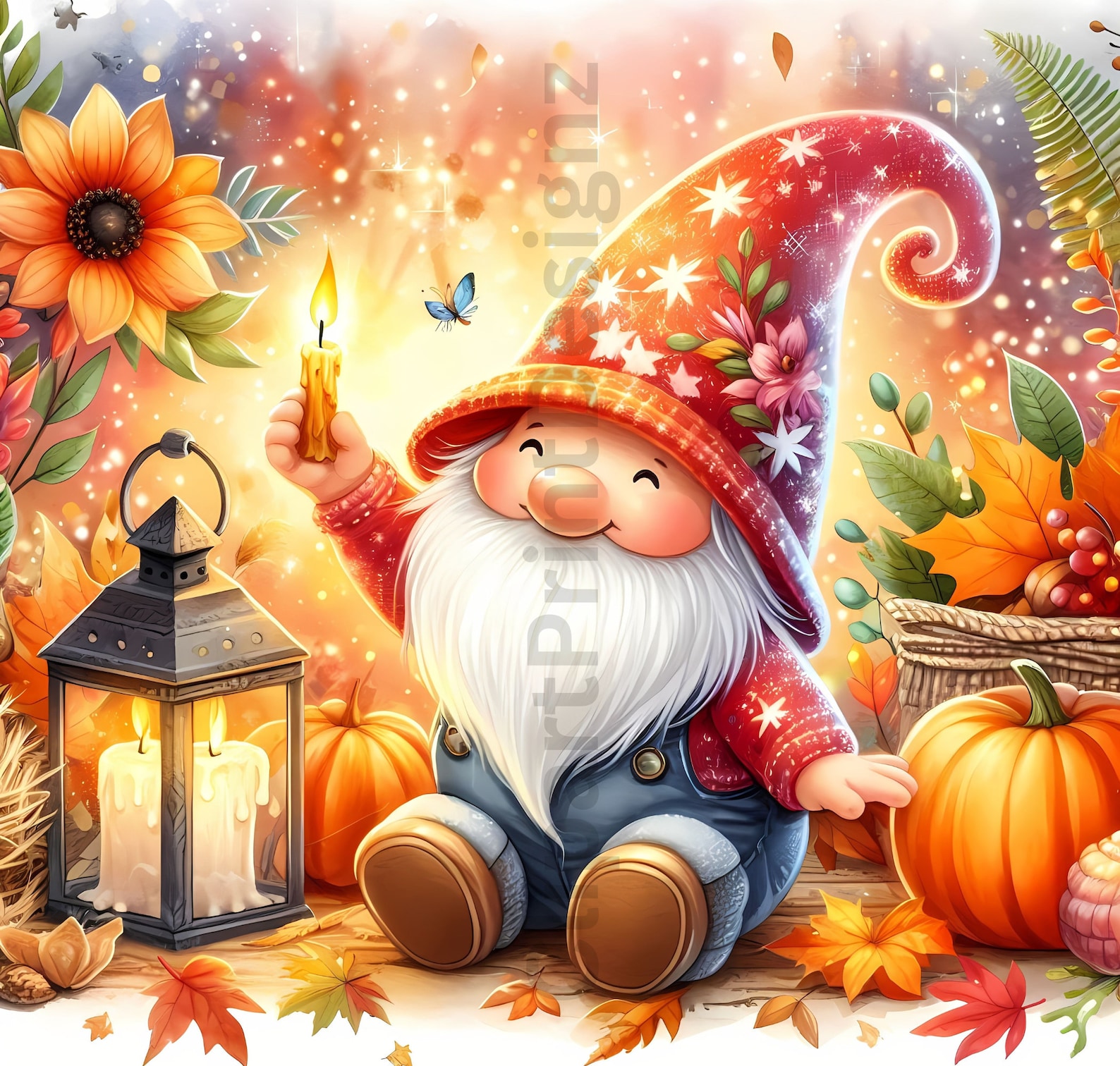 Cute Fall Gnomes Clipart Bundle, Watercolor Gnome Clip Art Images, High ...