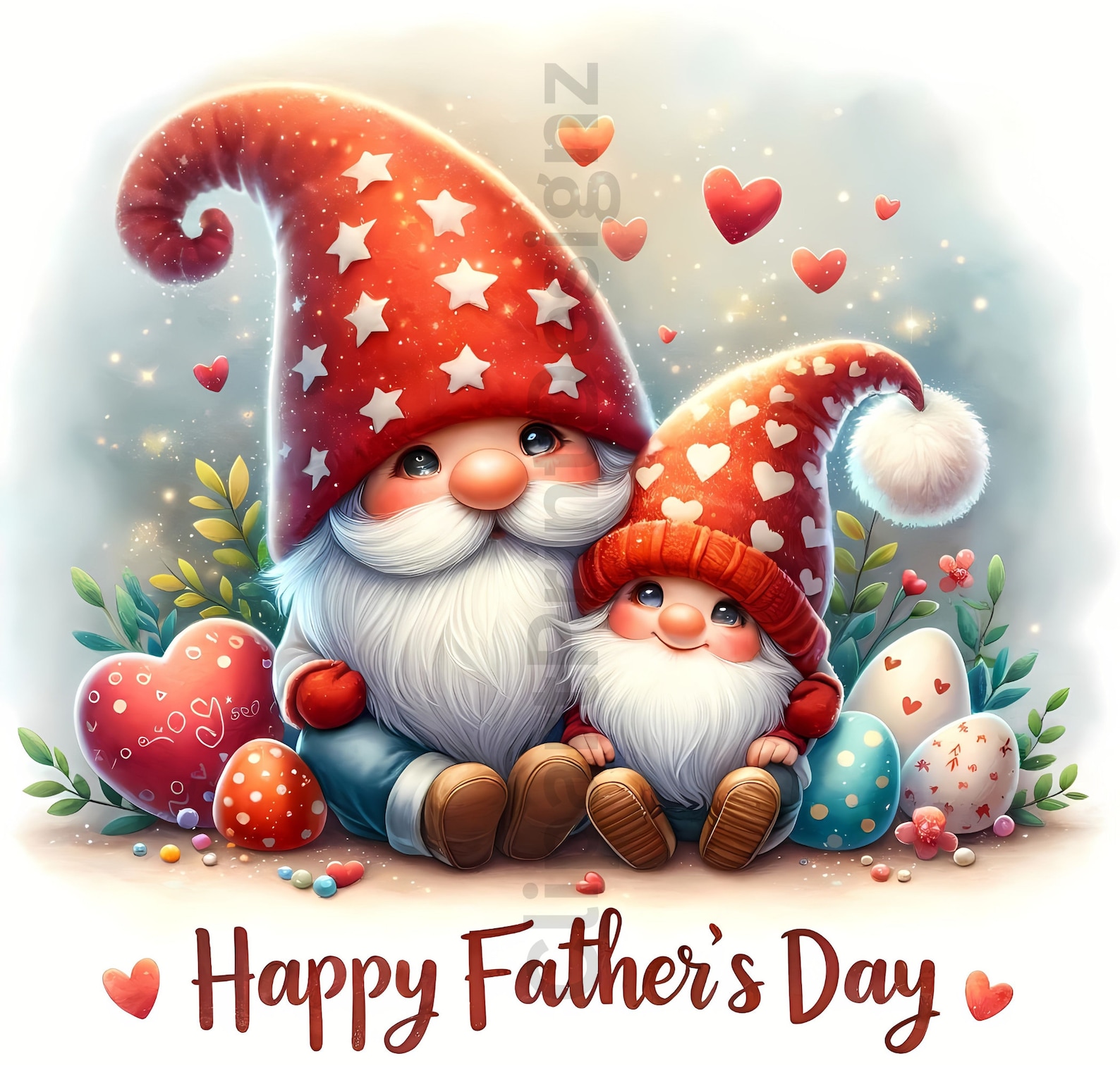 Happy Father's Day Gnomes Clipart Bundle, Watercolor Clip Art Images ...