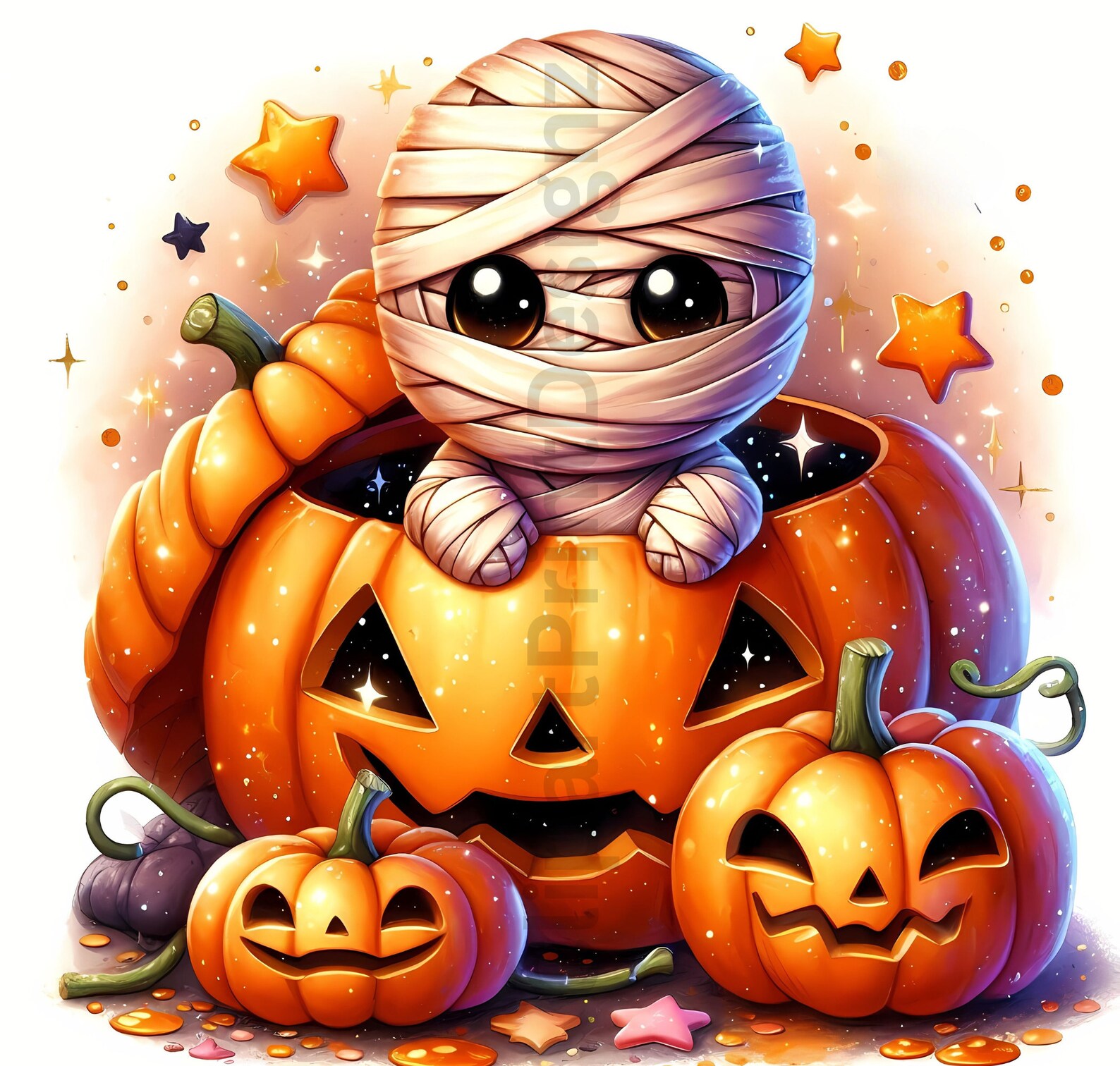 Cute Halloween Mummies Clipart Bundle, Watercolor Mummy Clip Art Images ...