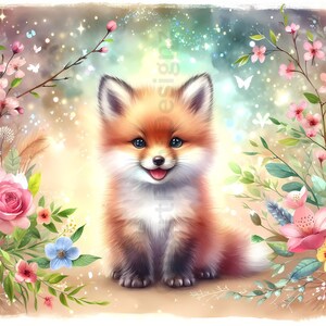 Cute Spring Fox Clipart Bundle, Watercolor Clip Art Images, 20 High ...