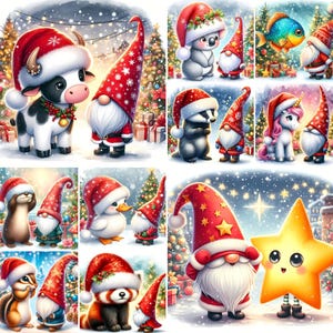 Cute Christmas Creatures and Gnomes Clipart Bundle, Xmas Clip Art ...