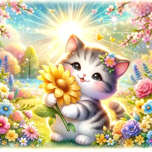 Cute Spring Cats Clipart Bundle, Watercolor Clip Art Images, 20 High ...
