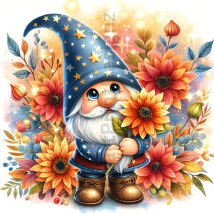 Cute Fall Gnomes Clipart Bundle, Watercolor Gnome Clip Art Images, High ...
