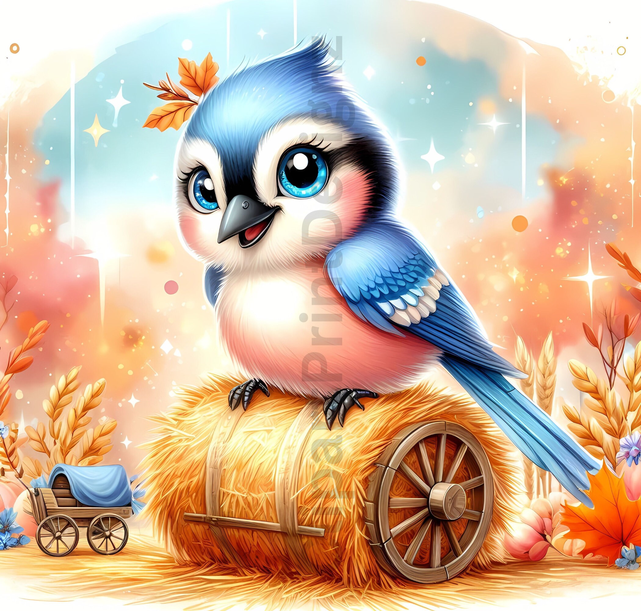 Cute Fall Animals on Haystacks Clipart Bundle, Watercolor Animal Clip ...