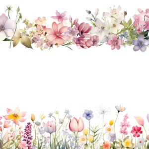 Watercolor Spring Flower Borders, Clipart Bundle, 20 High Quality Pngs ...