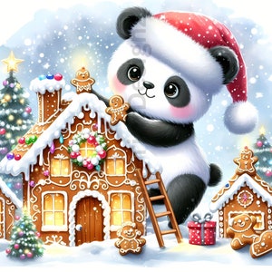 Cute Christmas Pandas Clipart Bundle, Xmas Panda Clip Art Images ...