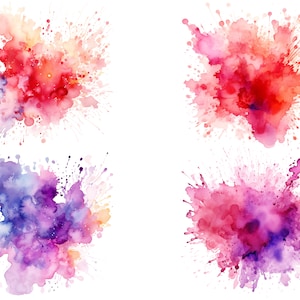 Watercolor Splash Clipart Bundle, Splashed Art, Abstract Splatter, 30 ...