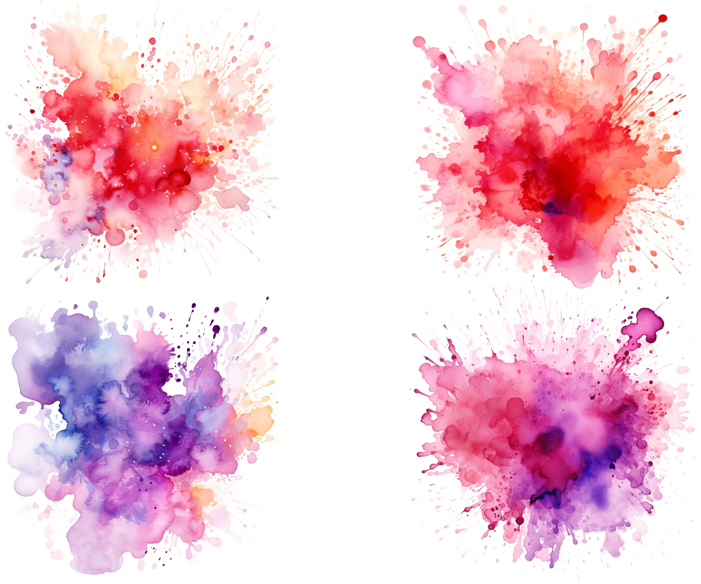 Watercolor Splash Clipart Bundle, Transparent Background, Splashed Art ...
