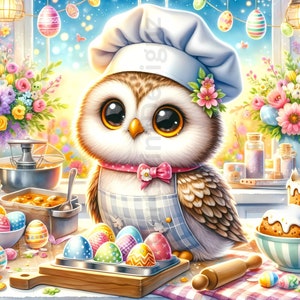 Watercolor Easter Owl Clipart, Whimsical Animal Images, Cute High ...