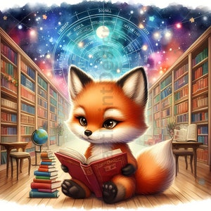 Cute Back to School Animals Reading Clipart Bundle, Watercolor Animal ...