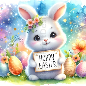 Cute Happy Easter Animals Clipart Bundle, Festive Watercolor Clip Art ...
