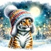 Cute Winter Tiger Clipart Bundle, Festive Watercolor Clip Art Images ...