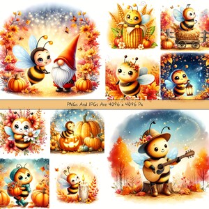 Cute Fall Bees Clipart Bundle, Watercolor Bee Clip Art Images, High ...