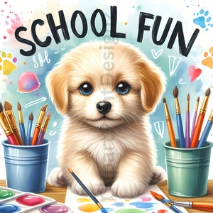 Cute Back to School Animals Clipart Bundle, Watercolor Animal Clip Art ...