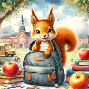 Cute Back to School Squirrels Clipart Bundle, Watercolor Squirrel Clip ...