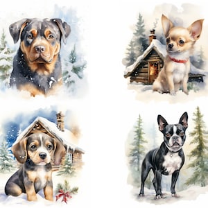 20 Cute Winer Dog Breeds, Watercolor Clipart Bundle, High Quality Pngs ...