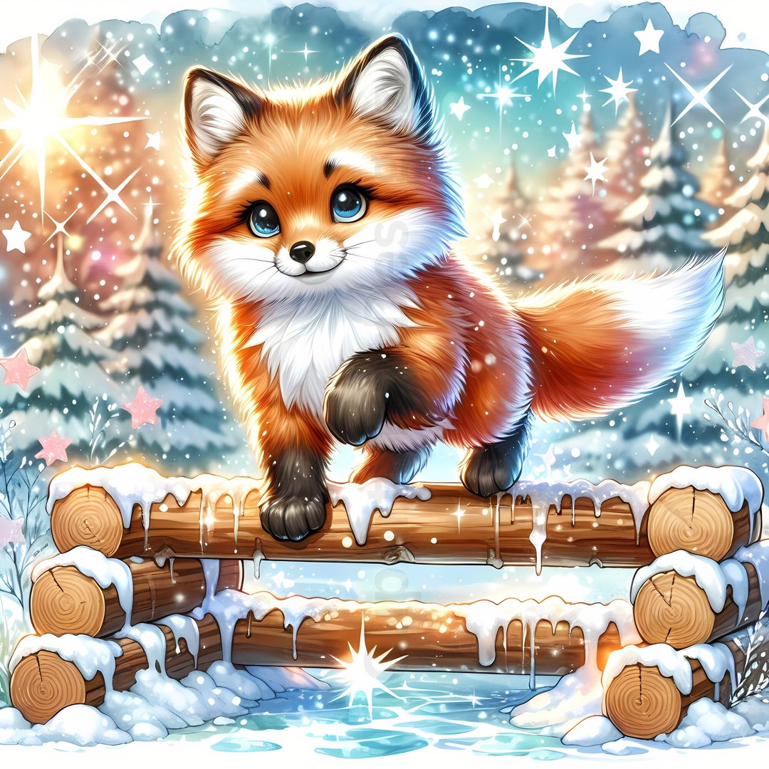 Cute Winter Fox Clipart Bundle, Festive Watercolor Clip Art Images, 20 ...