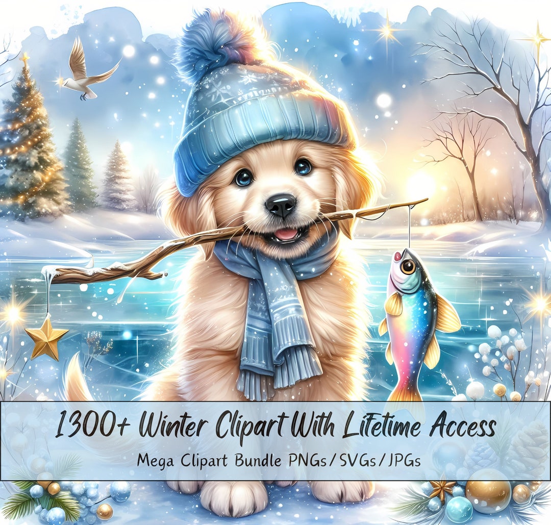 1300+ Cute Winter Clipart Bundle, Festive Watercolor Clip Art Images ...
