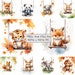 90 Cute Watercolor Animals on Swings, Baby Nursery Animal Clipart ...