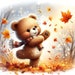Cute Fall Teddy Bears Clipart Bundle, Watercolor Teddies Clip Art ...