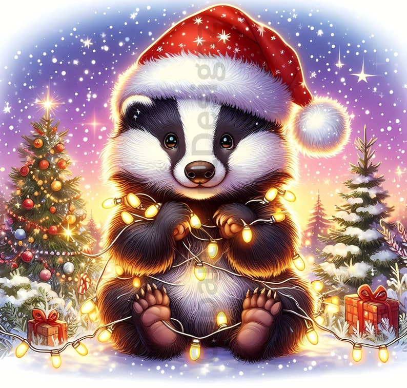 Cute Christmas Badgers Clipart Bundle, Xmas Badger Clip Art Images ...