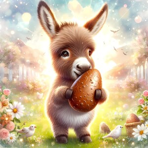 Cute Easter Donkeys Clipart Bundle, Watercolor Clip Art Images, 20 High ...