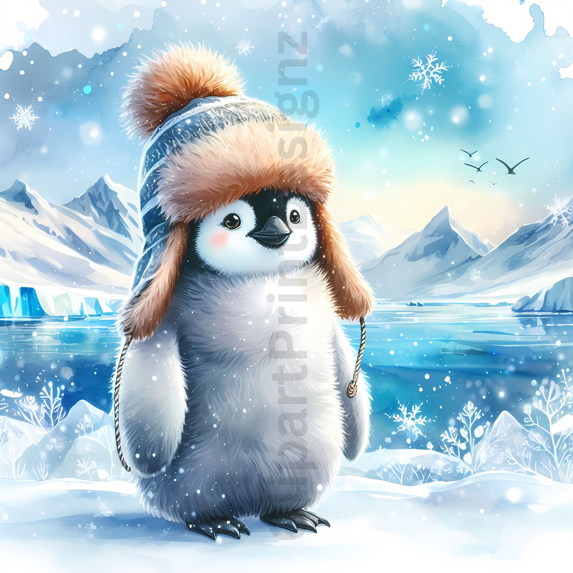 Cute Winter Arctic Animals Clipart Bundle, Festive Watercolor Clip Art ...
