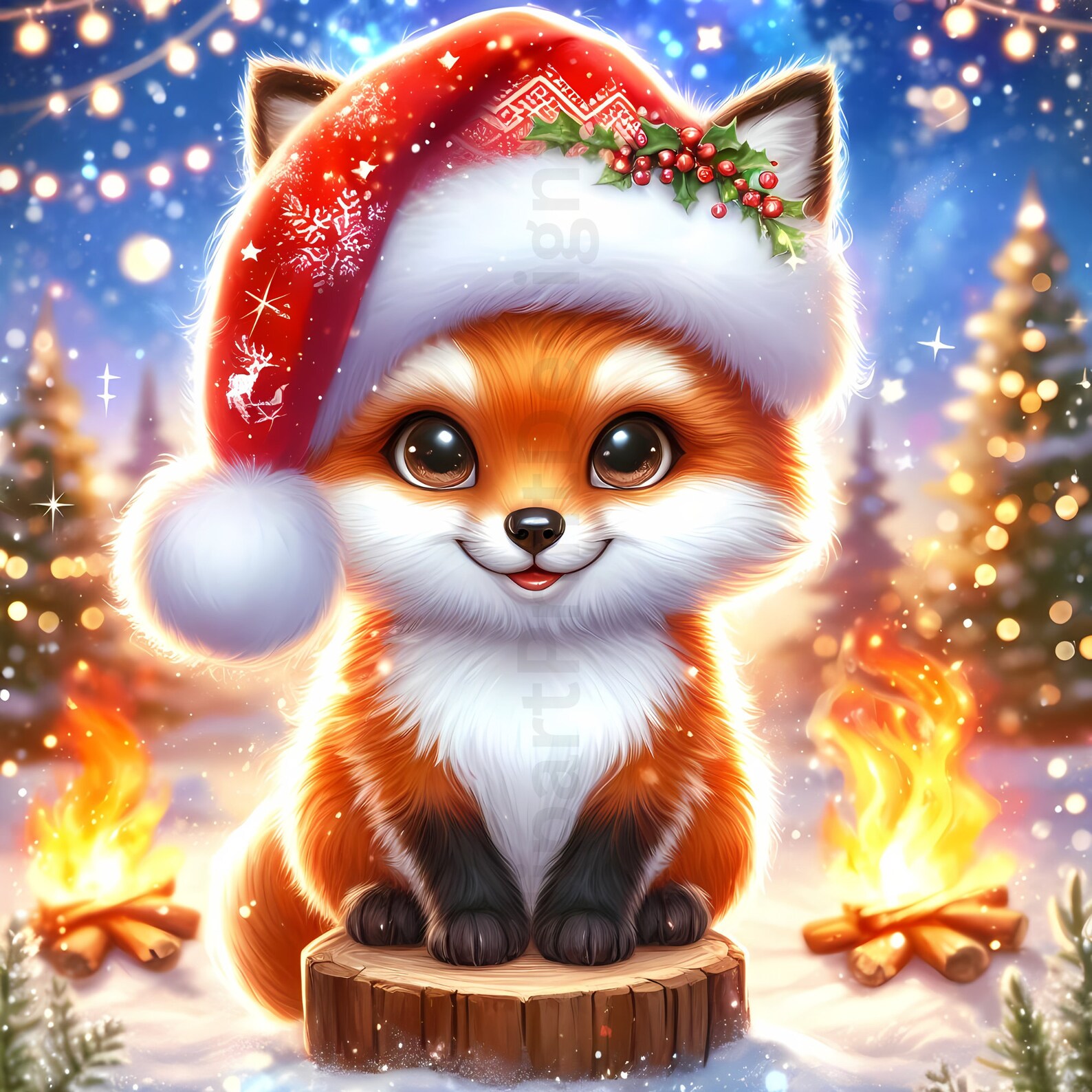 Cute Christmas Fox Clipart Bundle, Baby Animals, 28 High Quality Pngs ...