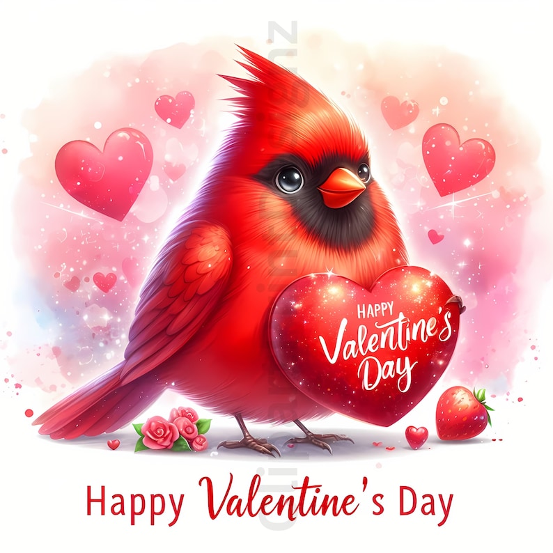 Cute Happy Valentines Day Animals Clipart Bundle, Festive Watercolor ...