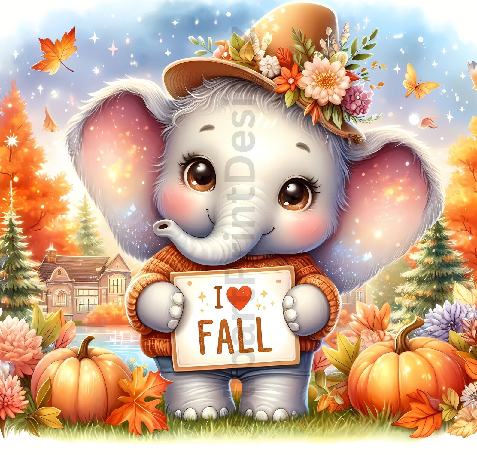 Cute Fall Animals Clipart Bundle, Watercolor Animal Clip Art Images ...