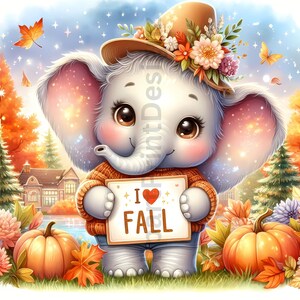 Cute Fall Animals Clipart Bundle, Watercolor Animal Clip Art Images ...