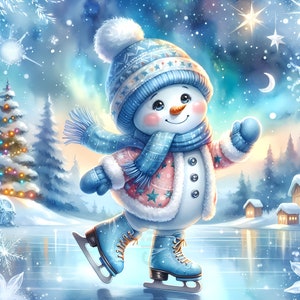 Cute Winter Snowman Clipart Bundle, Watercolor Clip Art Images, 20 High ...