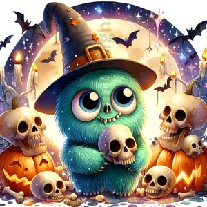 Cute Halloween Monsters Clipart Bundle, Watercolor Monsters Clip Art ...