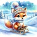 Cute Winter Animals Sledding Clipart Bundle, Festive Watercolor Clip ...