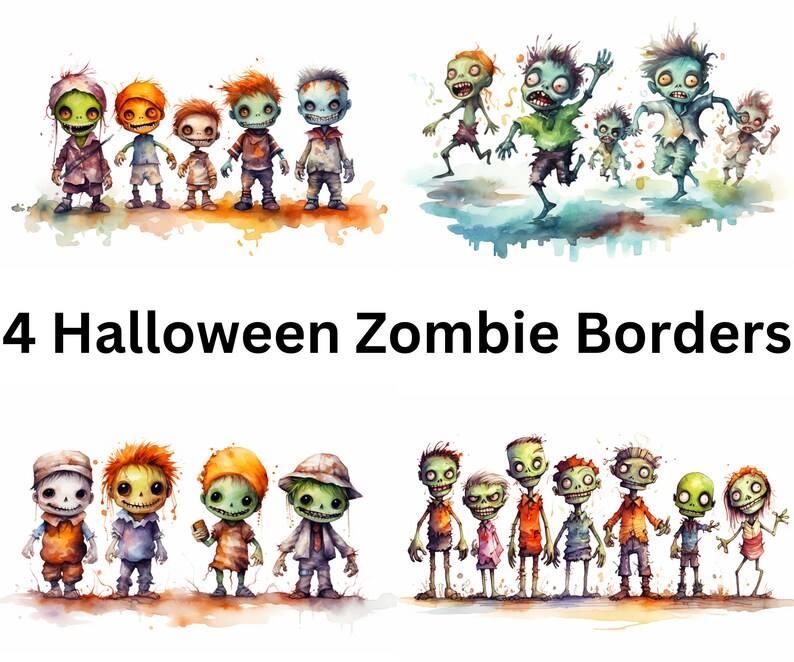 Watercolor Halloween Borders, Clipart Bundle, 44 Cute and Scary ...