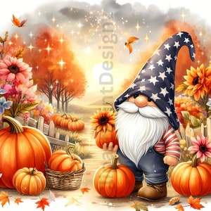 Cute Fall Gnomes Clipart Bundle, Watercolor Gnome Clip Art Images, High ...