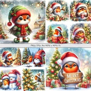 Cute Christmas Robins Clipart Bundle, Xmas Robin Clip Art Images ...
