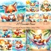 Cute Summer Foxes Clipart Bundle, Watercolor Fox Clip Art Images, High ...