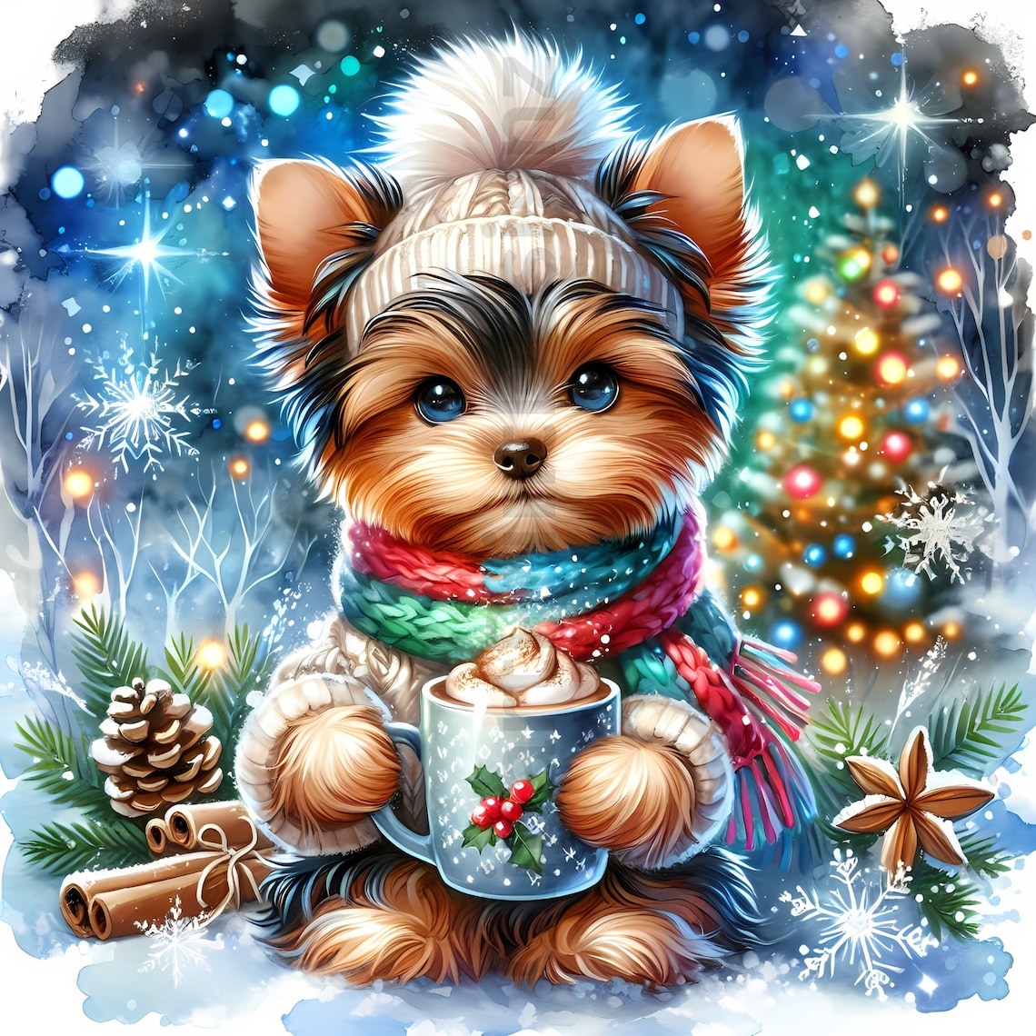 Cute Winter Dog Breeds Clipart Bundle Festive Watercolor Clip - Etsy
