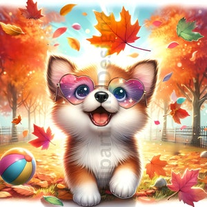 Cute Fall Dogs Clipart Bundle, Watercolor Autumn Dog Clip Art Images ...