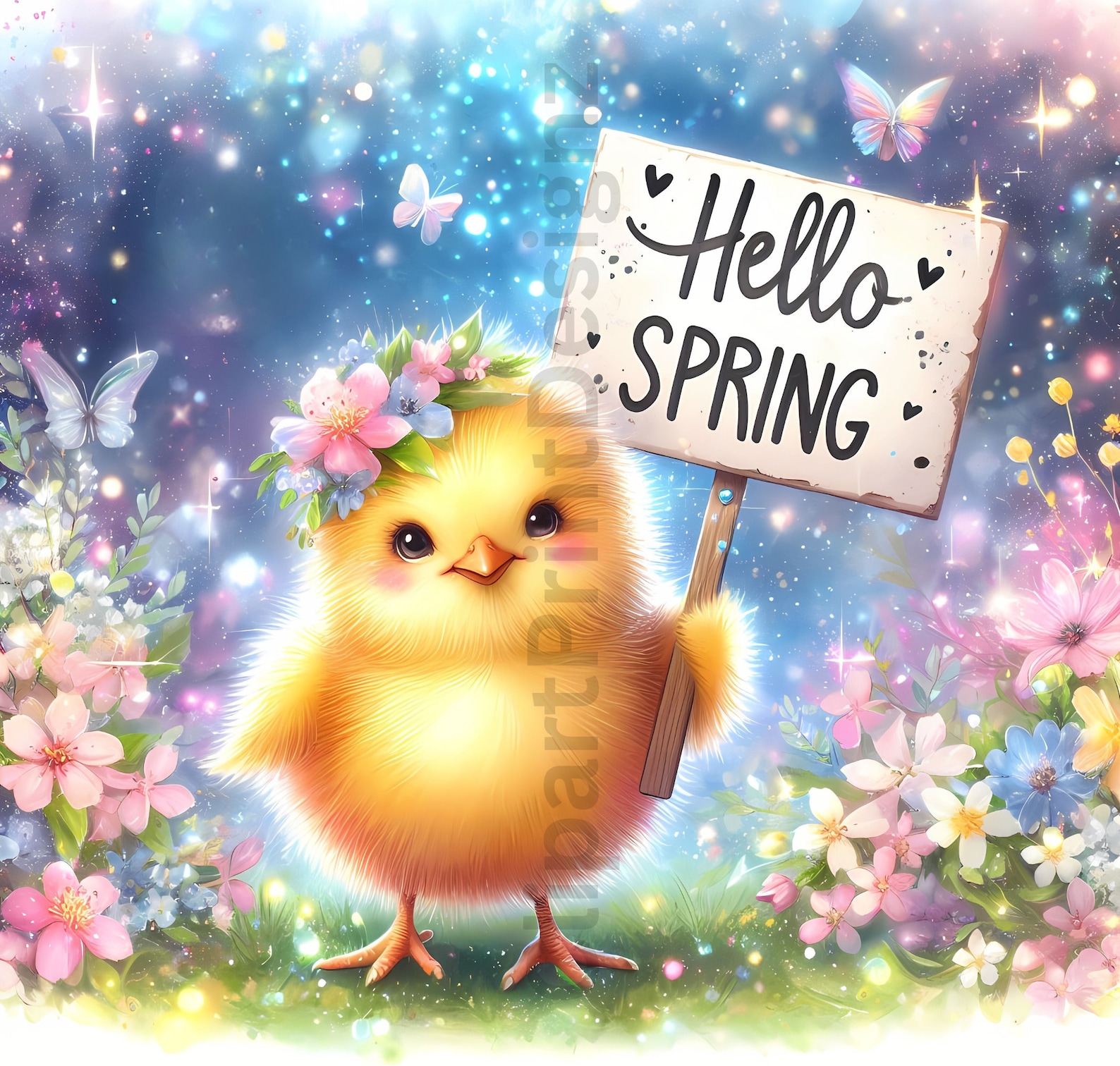 Cute Hello Spring Animals Clipart Bundle, Watercolor Clip Art Images ...